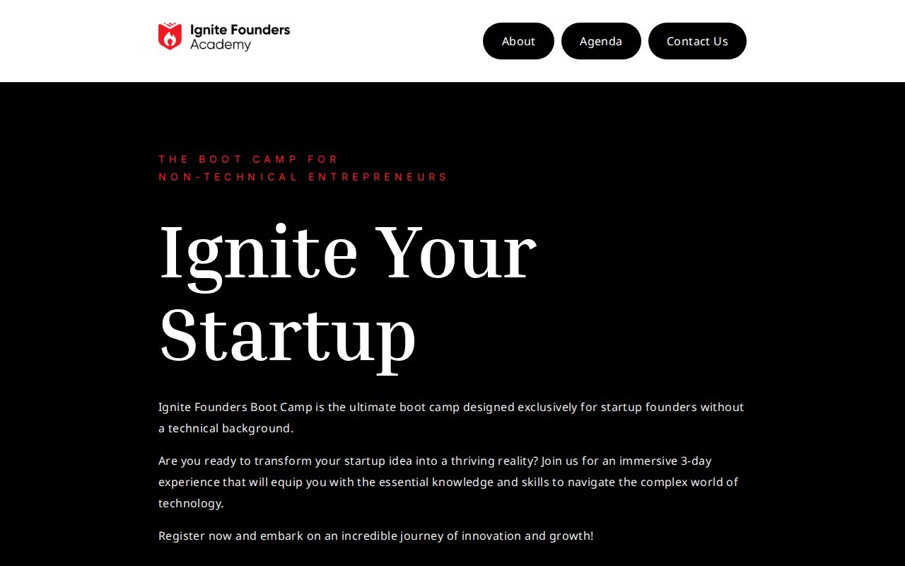Ignite Founders Boot Camp - Empowering Non-Tech Founders for Success